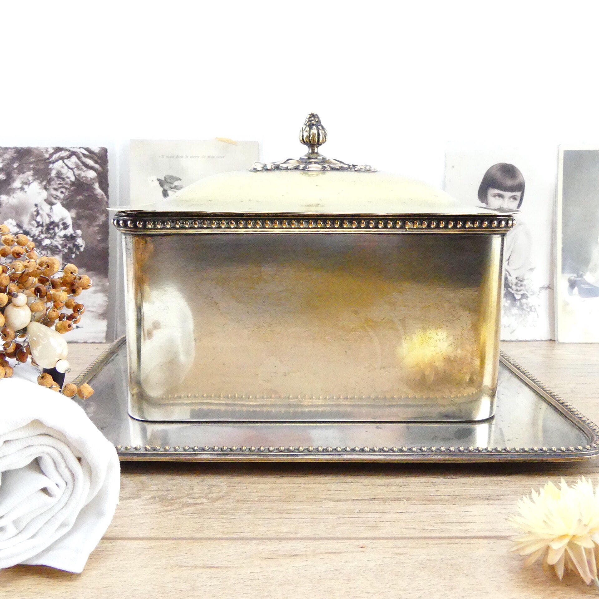Silver metal cookie box-old biscuit box-19th century box-chic-luxury ...