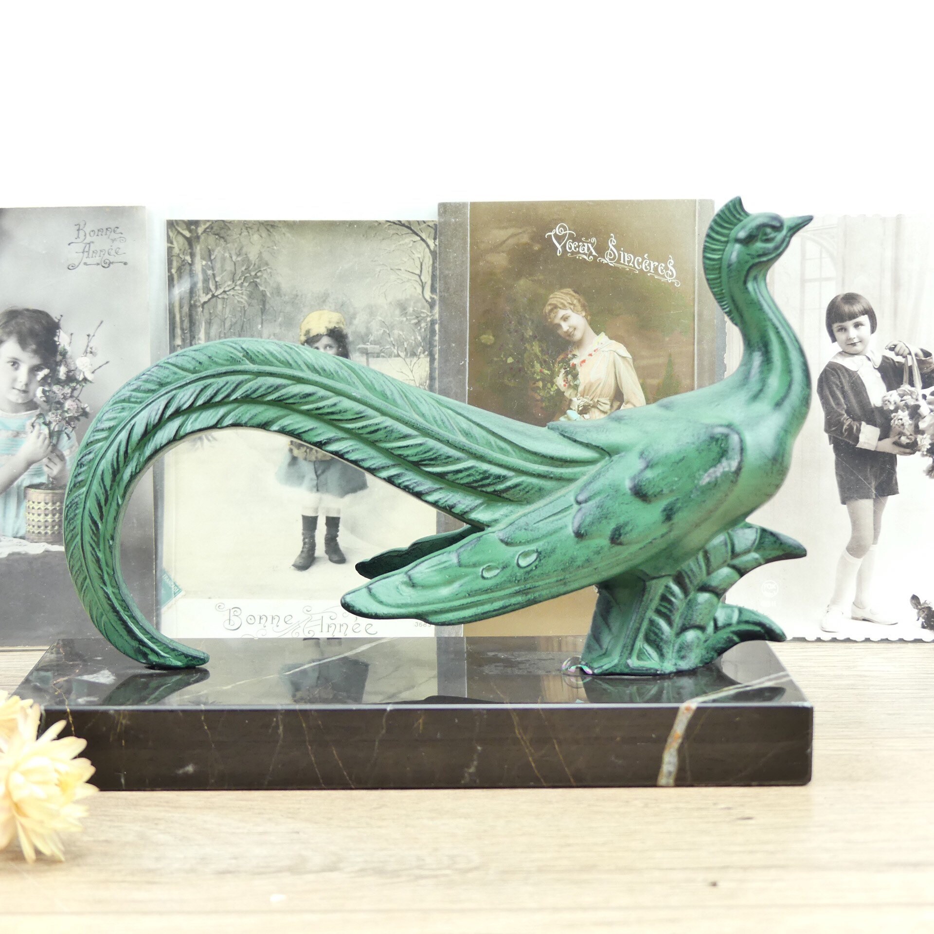 Animal Art Deco Peacock with marble, animal print