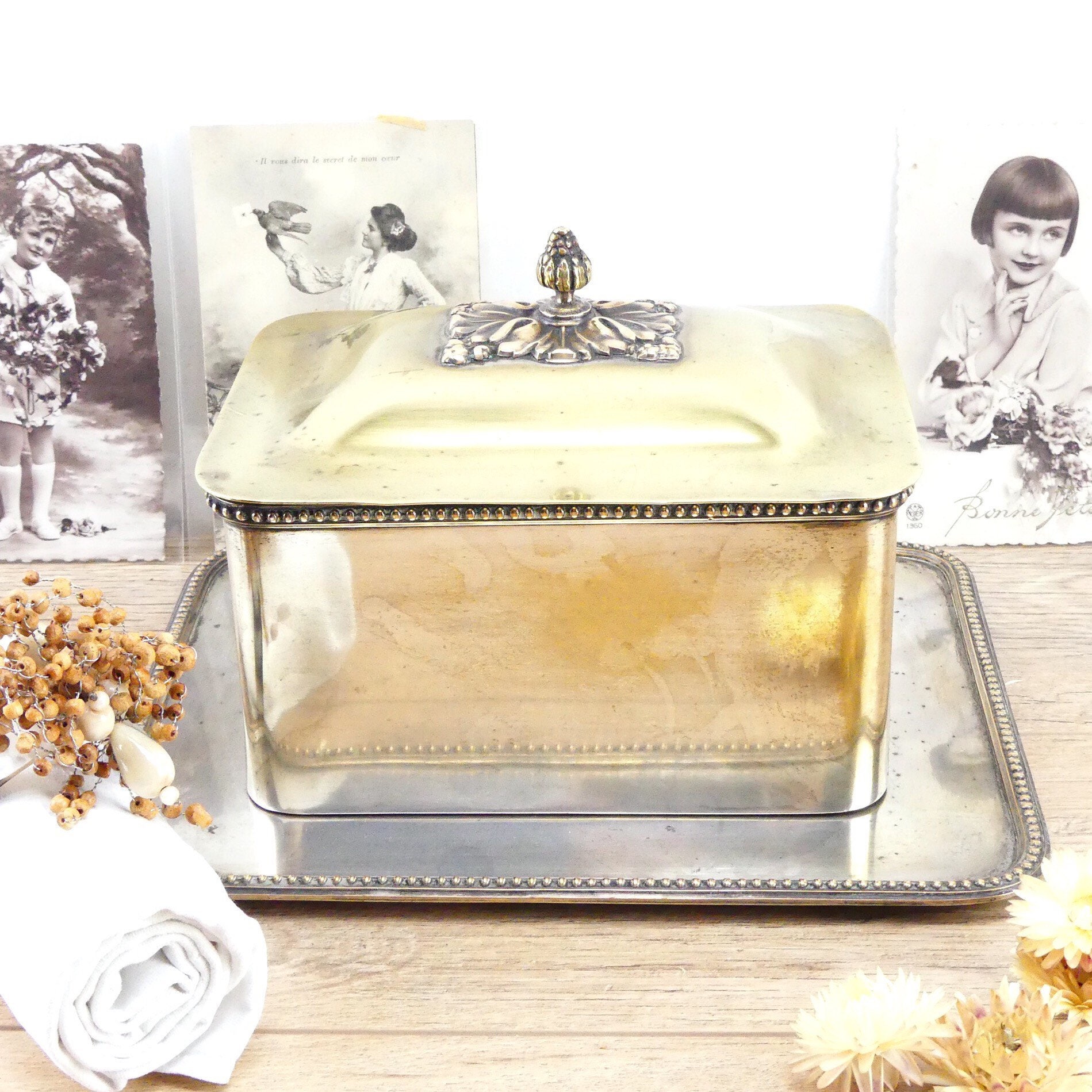 Silver metal cookie box-old biscuit box-19th century box-chic-luxury ...