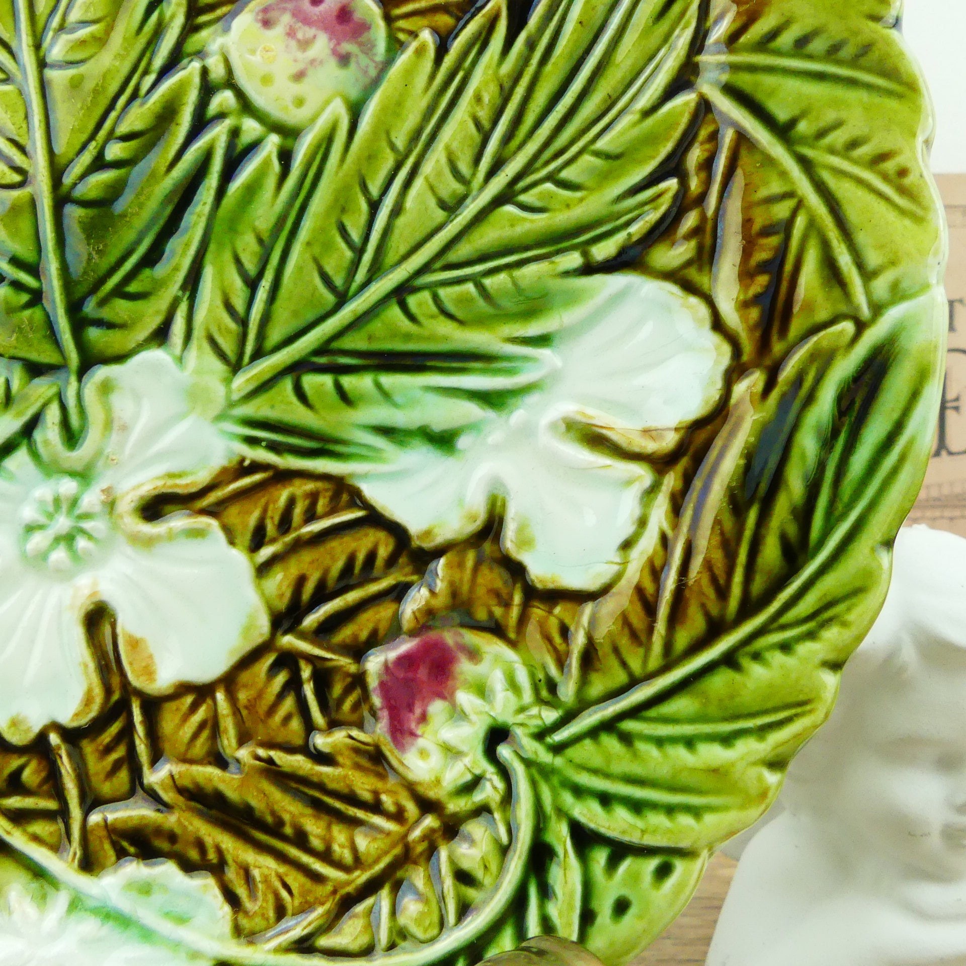 Antique barbotine plate with flowers - French plate 19th century ...