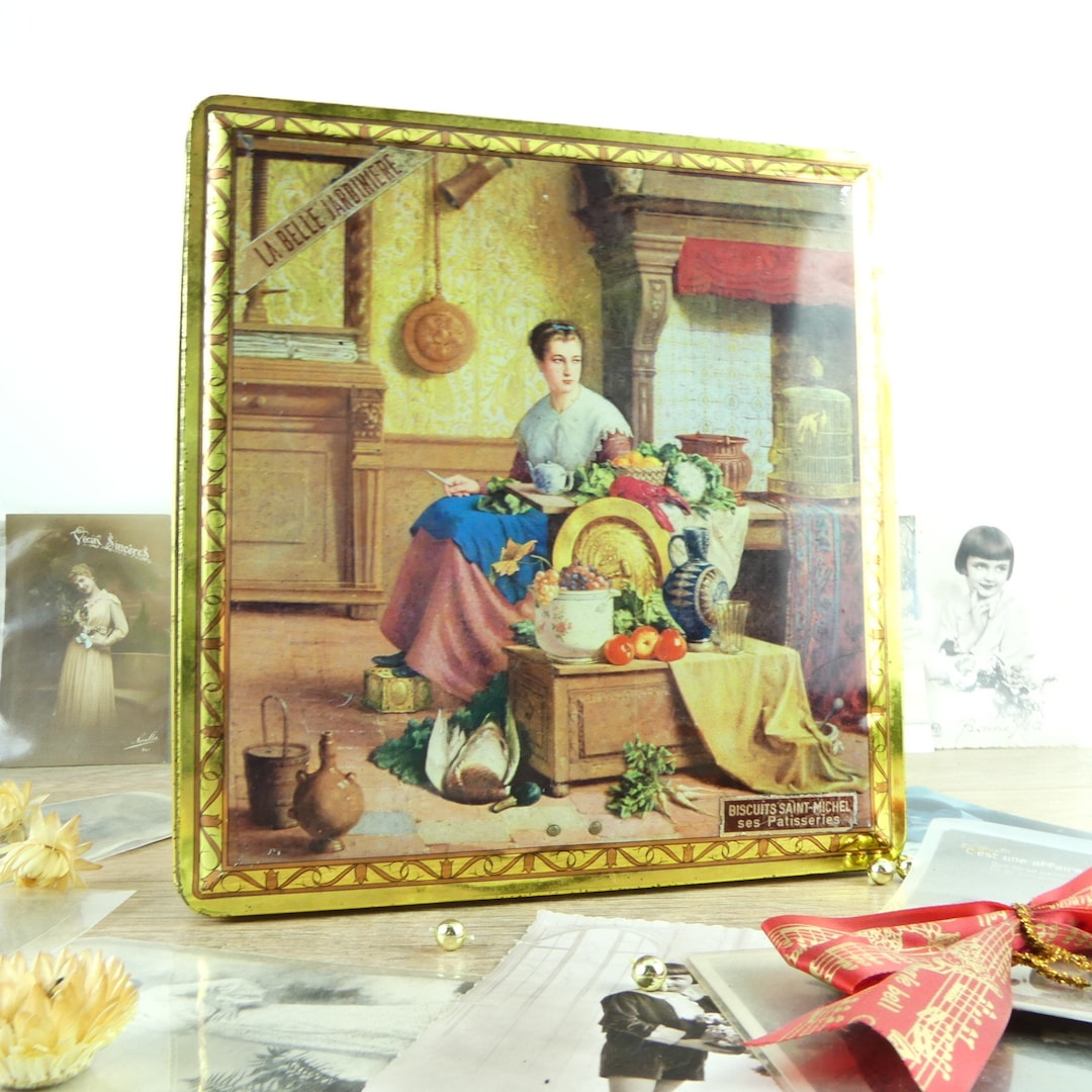 Old French Biscuit Box, Vintage Box From Mont St Michel, Old Cake Box ...