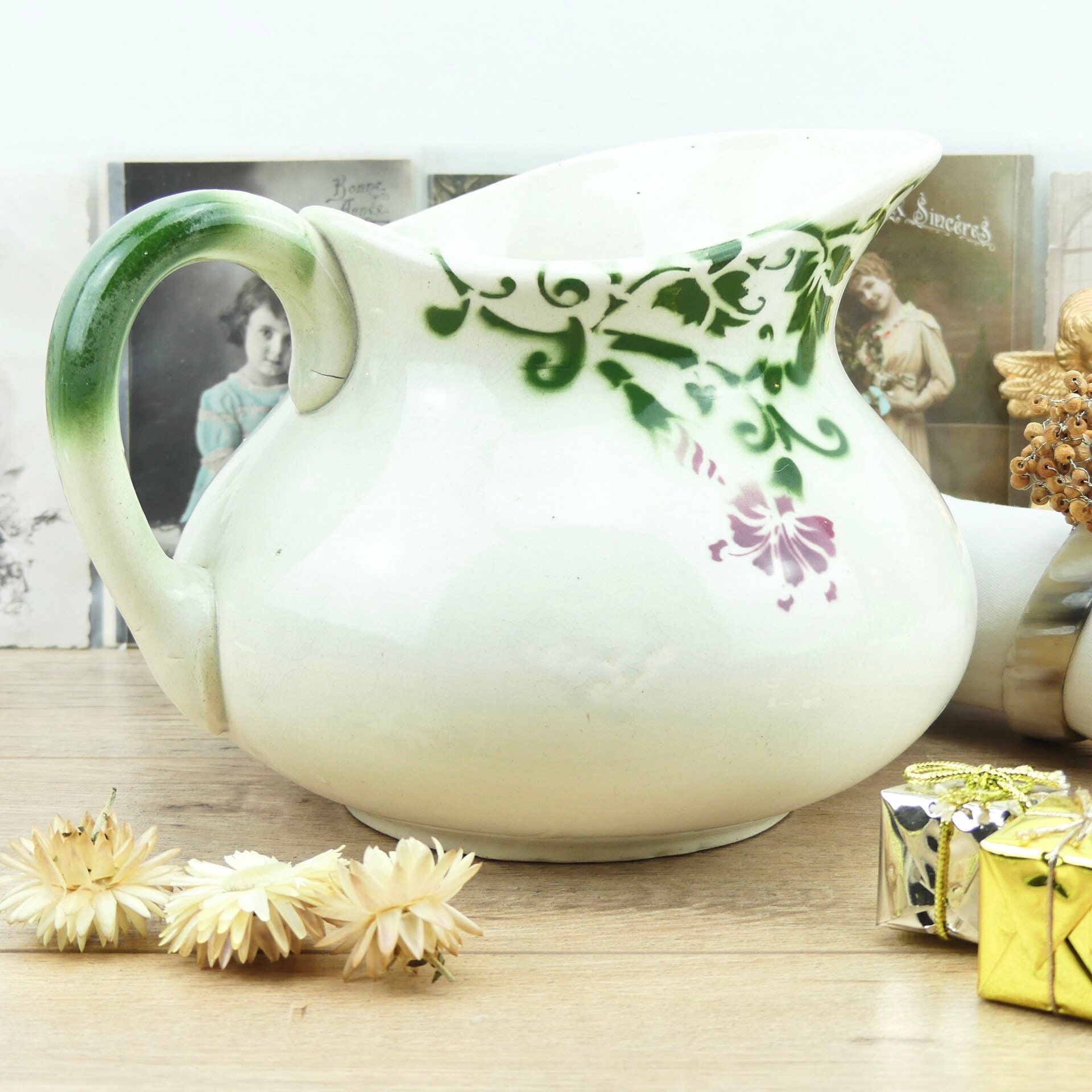 French toilet pitcher 19th century, old bathroom broc of Clairefontaine ...