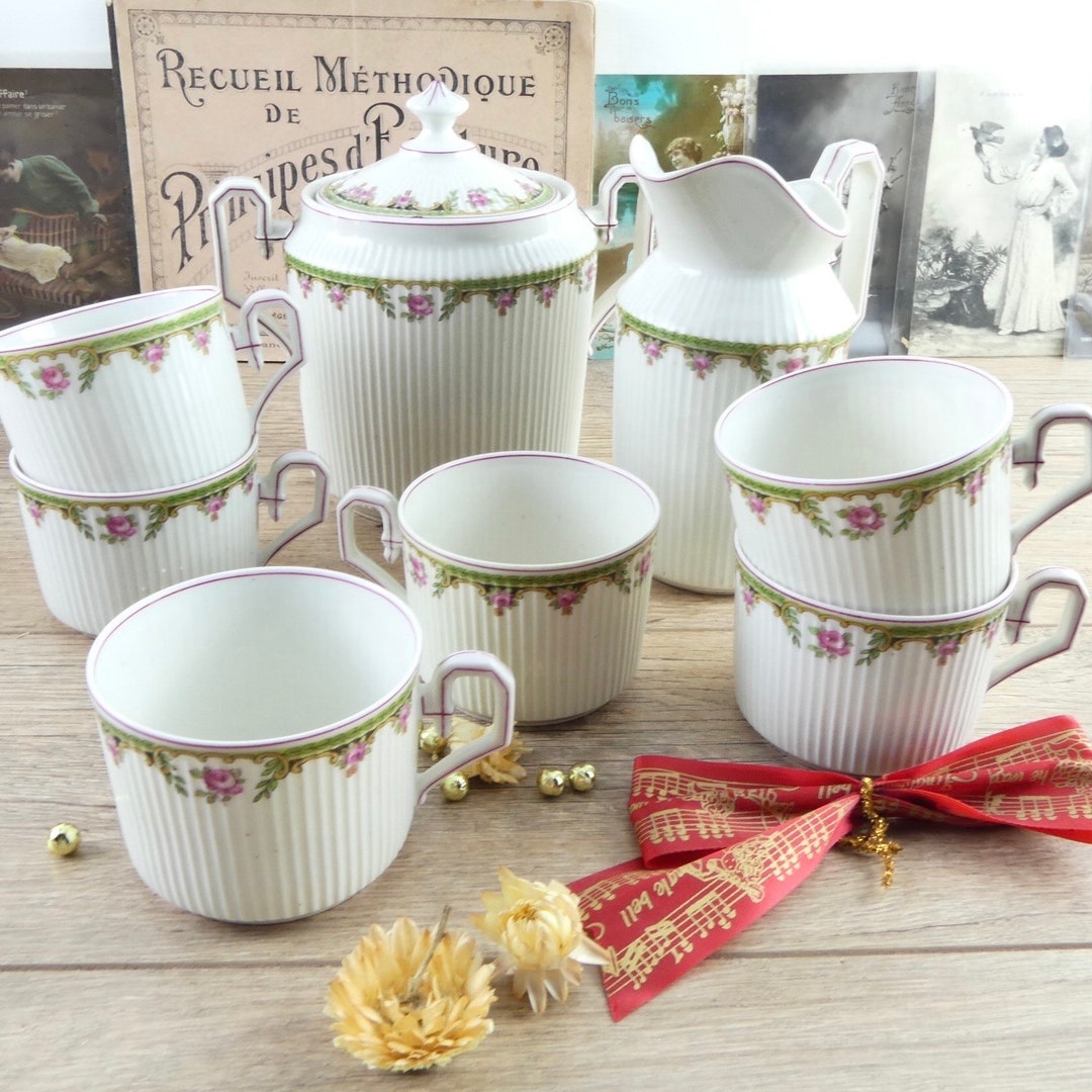 French Limoges Coffee Set 1920, Vintage Alfred Pillivuyt Porcelain ...