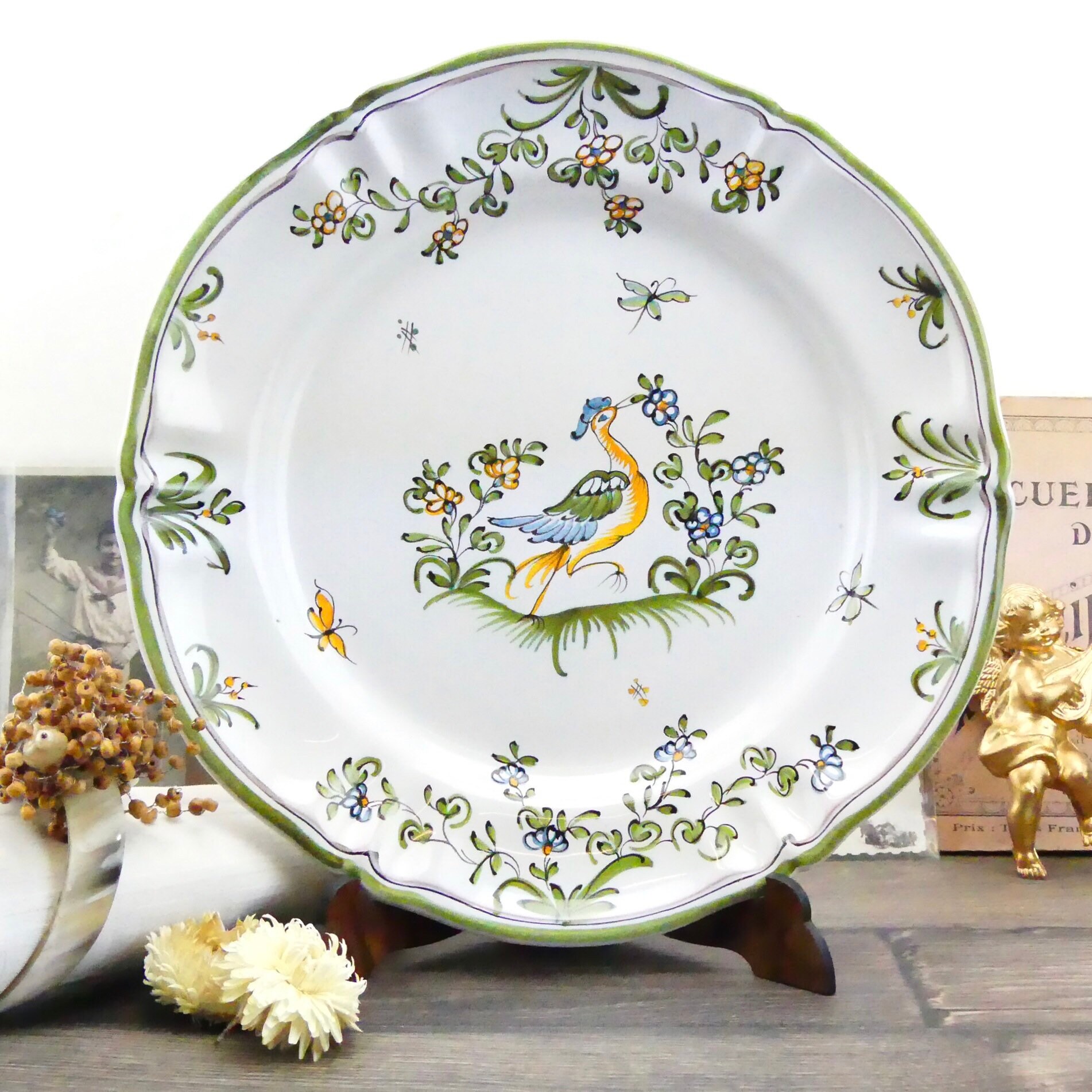 French plate - plate collection - birds - wall plate - lane Moustier ...