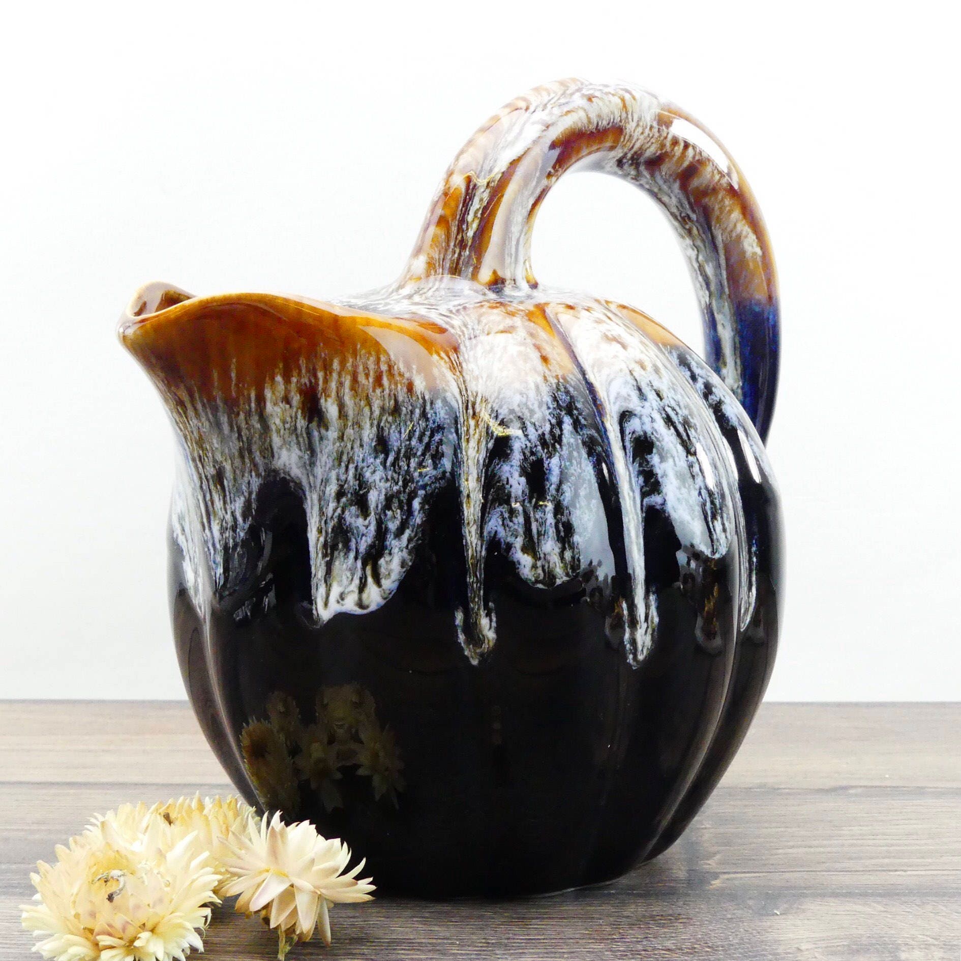 Vintage jug-ceramic pitcher-old jug-melon-French-country house-large ...