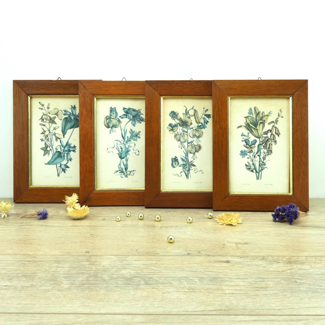 Small Flower Lithograph Frames, Vintage Frames for Wall Decoration ...