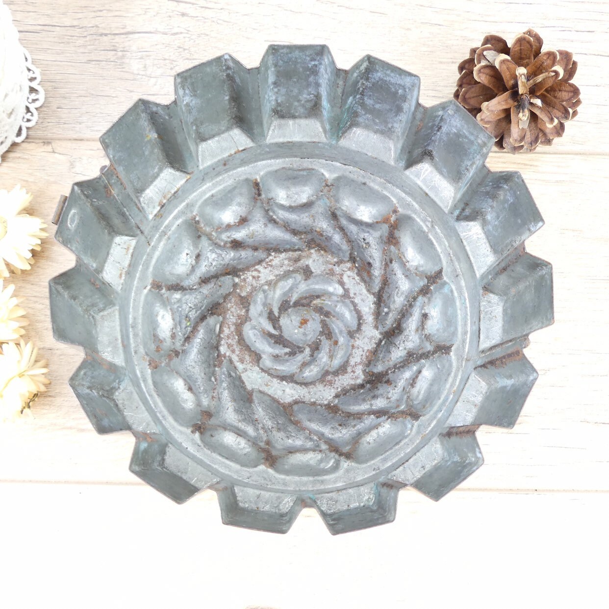 Old ice mold, large sheet metal mould, vintage shabby chic mold
