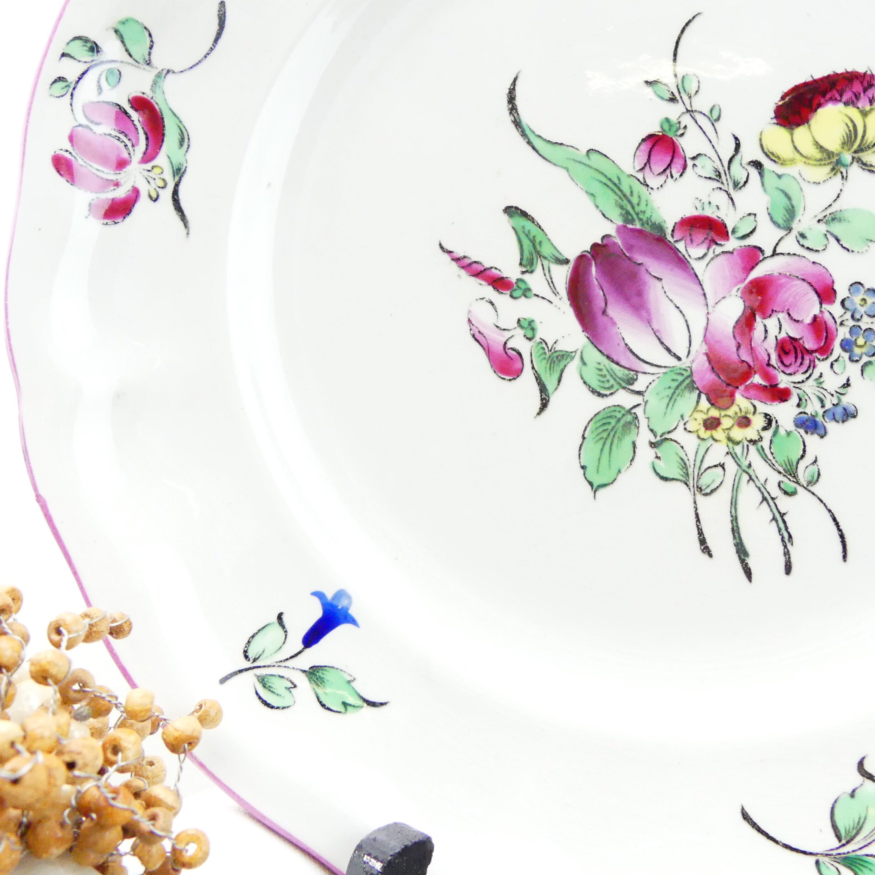 French plate - plate Luneville - flowers - flowers - 19th century plate ...