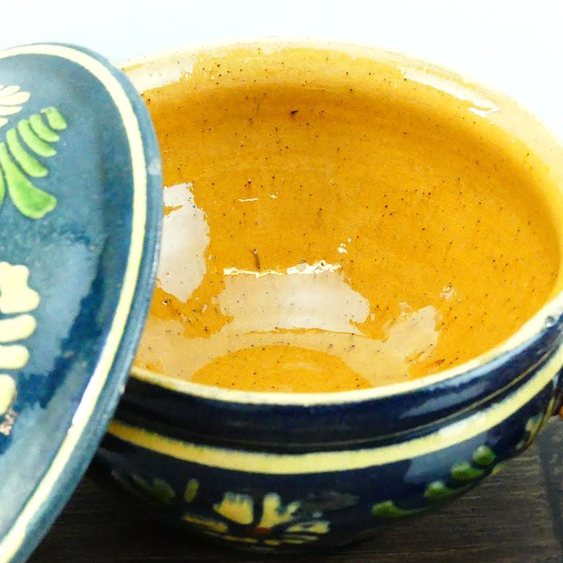 French cooking pot - Ceramic cooking pot - Blue - Alsace Mold - Antique ...