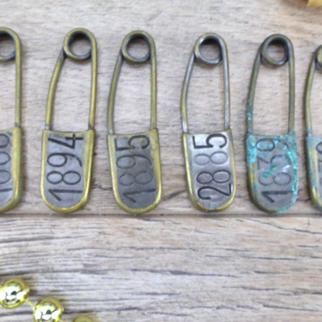 Dry cleaner nanny pins, large numbered vintage nanny pins, old pins