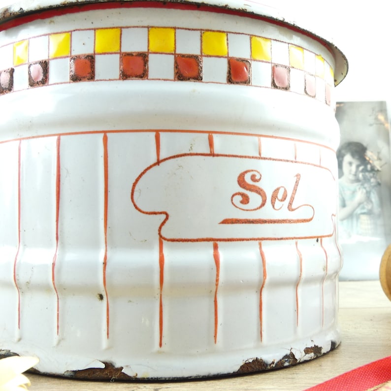Vintage Sheet Metal Salt Box, Vintage French Kitchen Salt Box, Wall ...