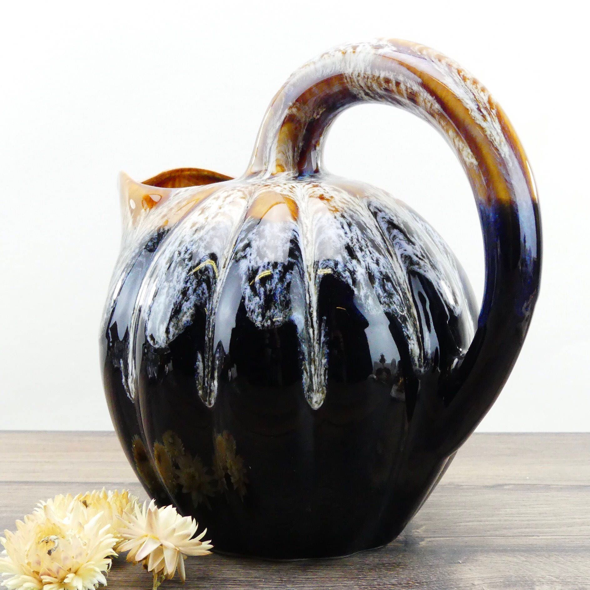 Vintage jug-ceramic pitcher-old jug-melon-French-country house-large ...