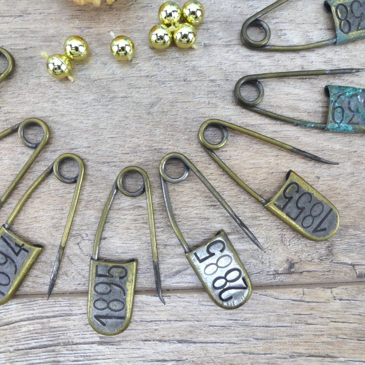 Dry cleaner nanny pins, large numbered vintage nanny pins, old pins