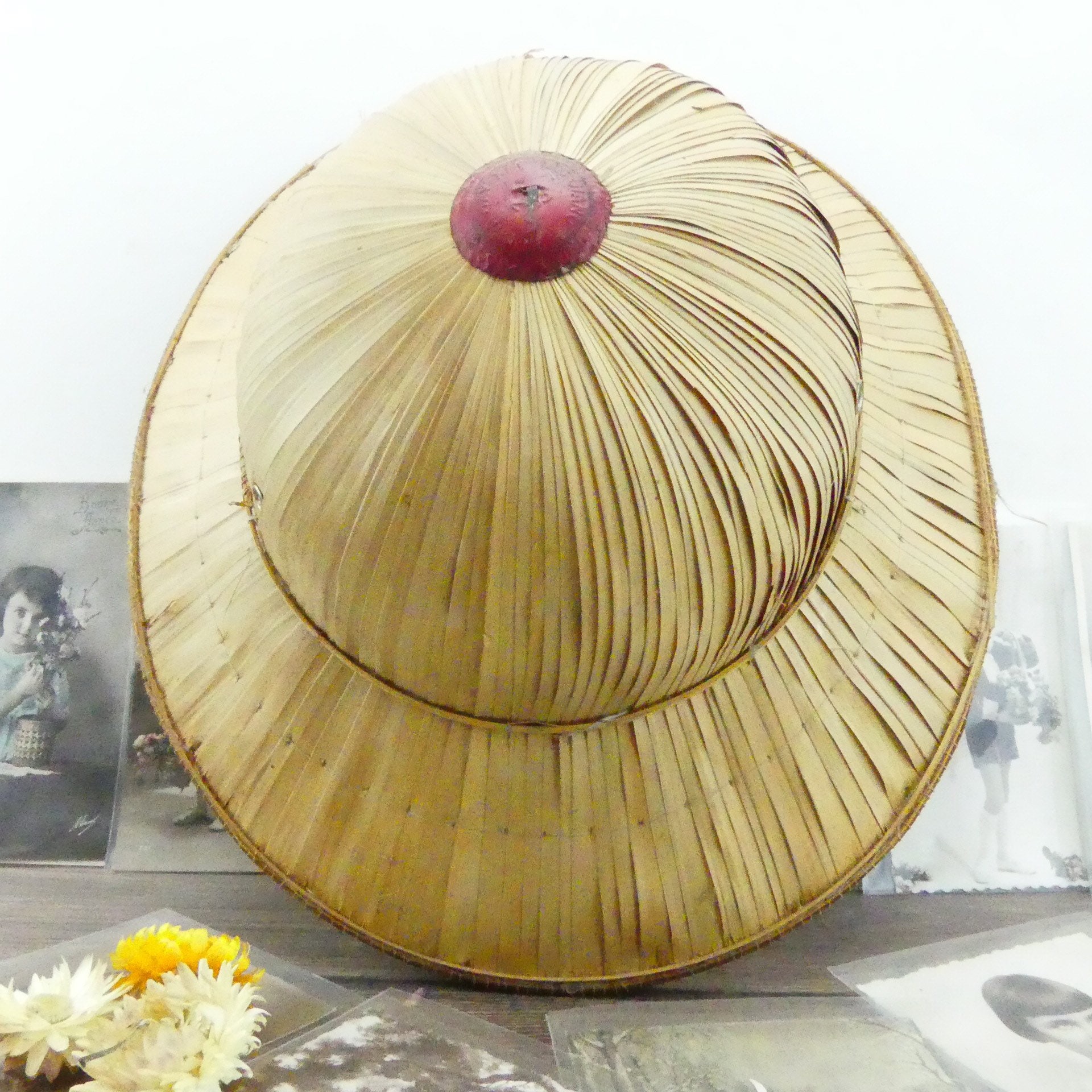 Colonial Hat big hat old bamboo, colonial cottage French country French