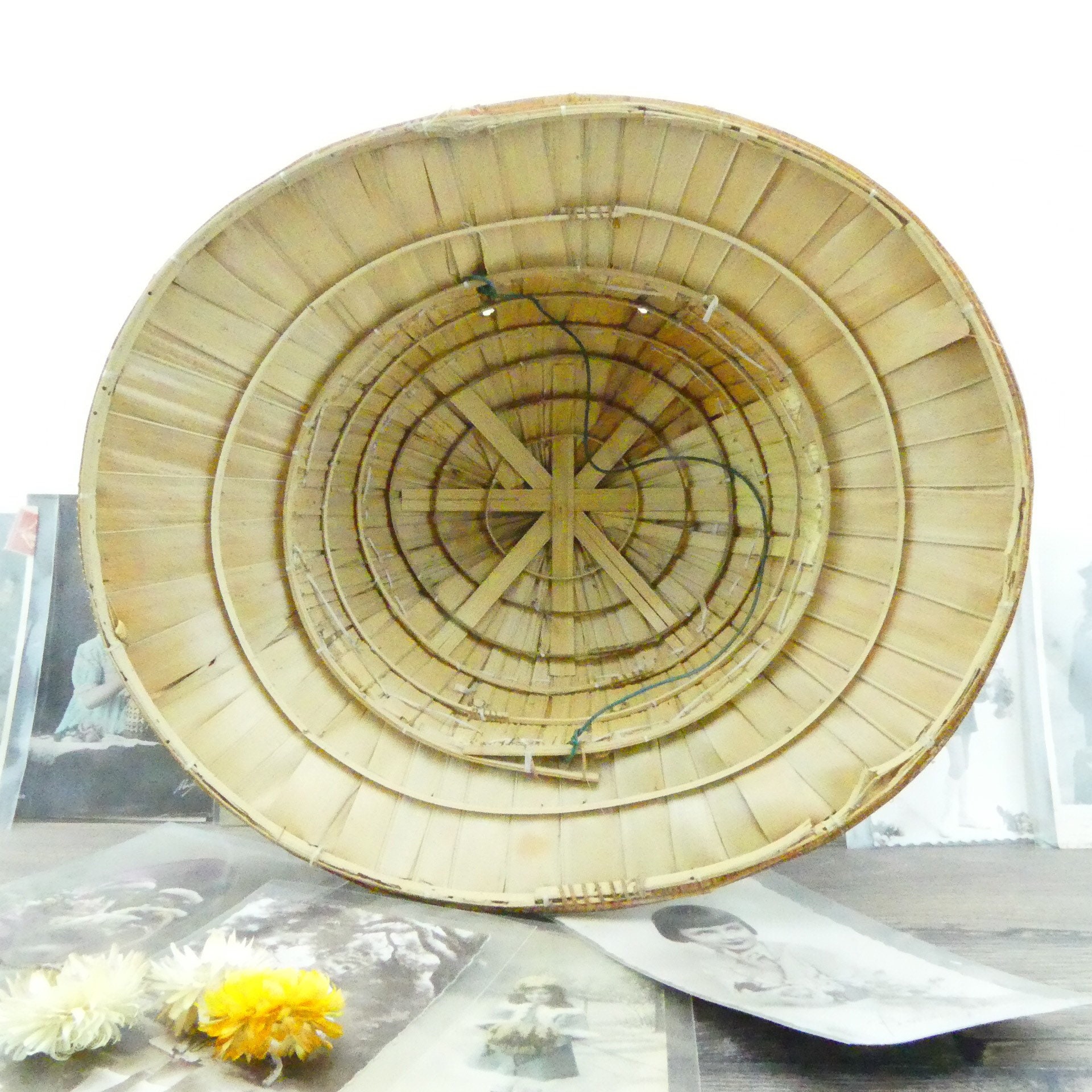 Colonial Hat big hat old bamboo, colonial cottage French country French