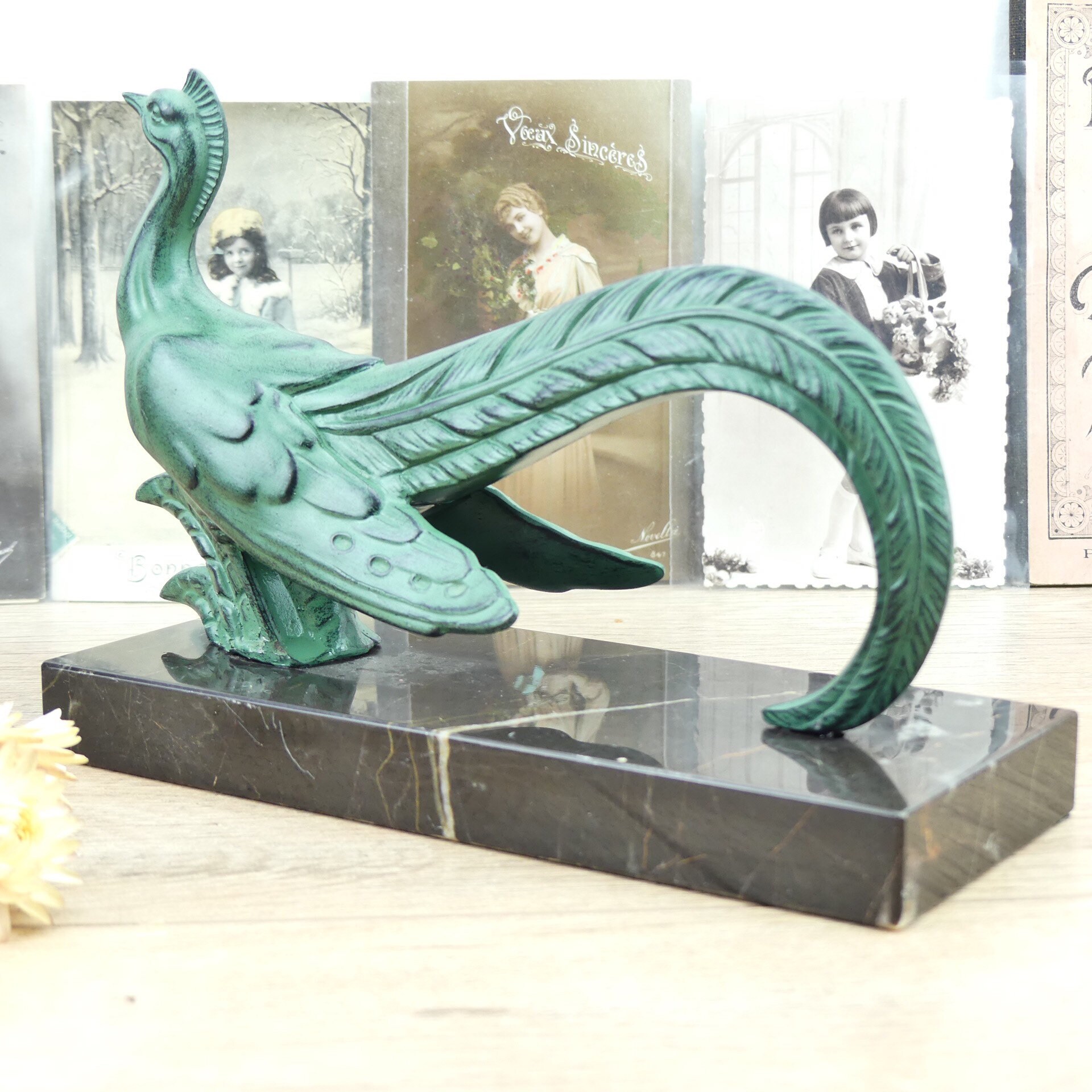 Animal Art Deco Peacock with marble, animal print