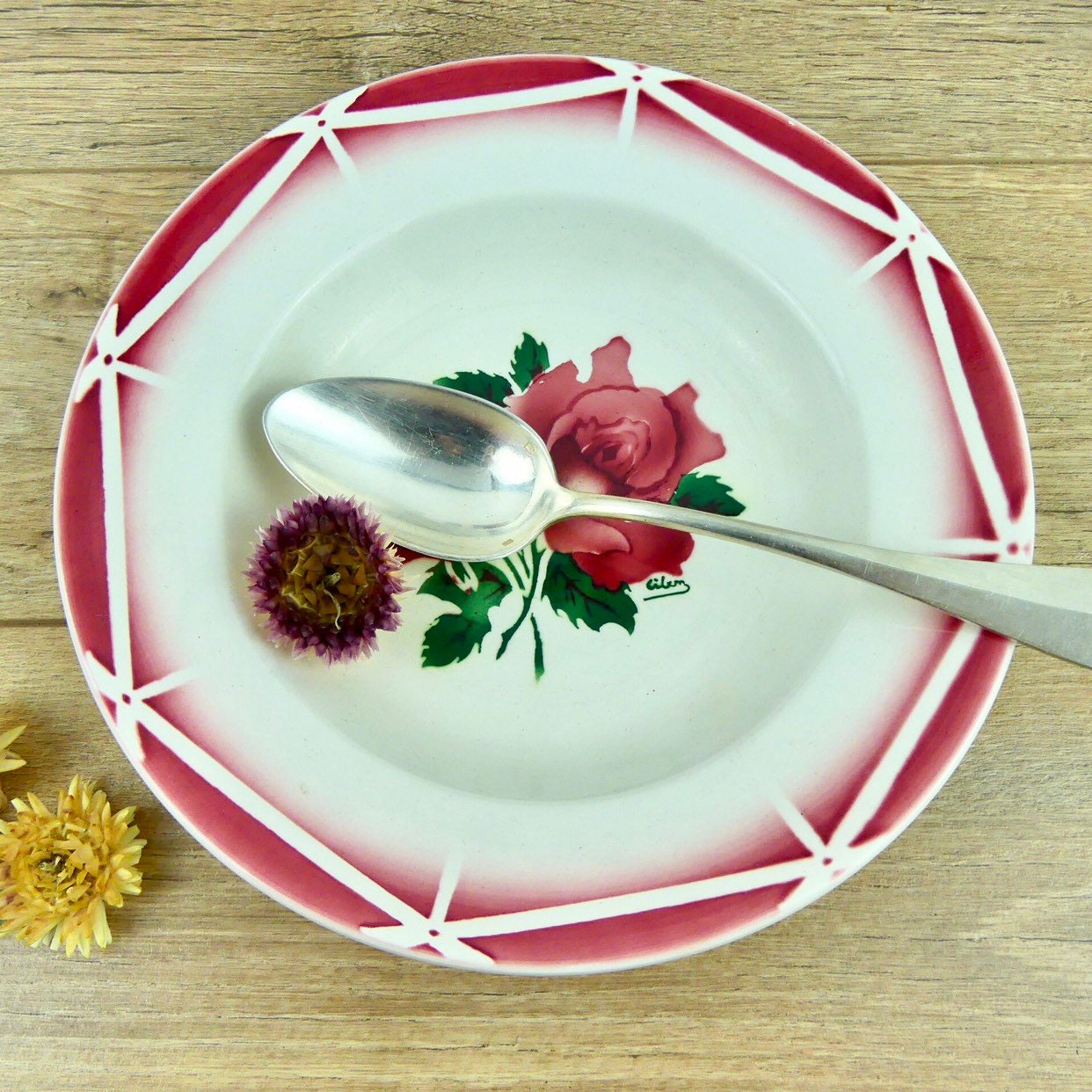 2 hollow plates Sarreguemines Digoin Cibon, French country plates