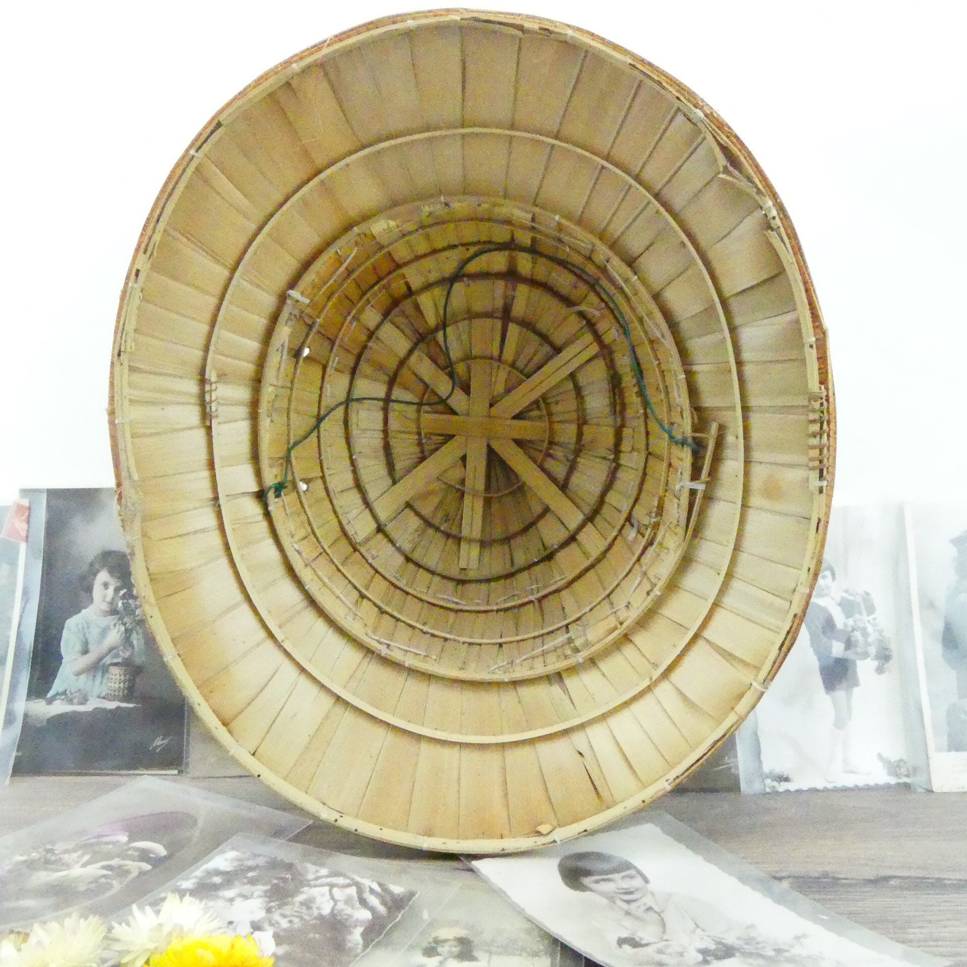 Colonial Hat big hat old bamboo, colonial cottage French country French