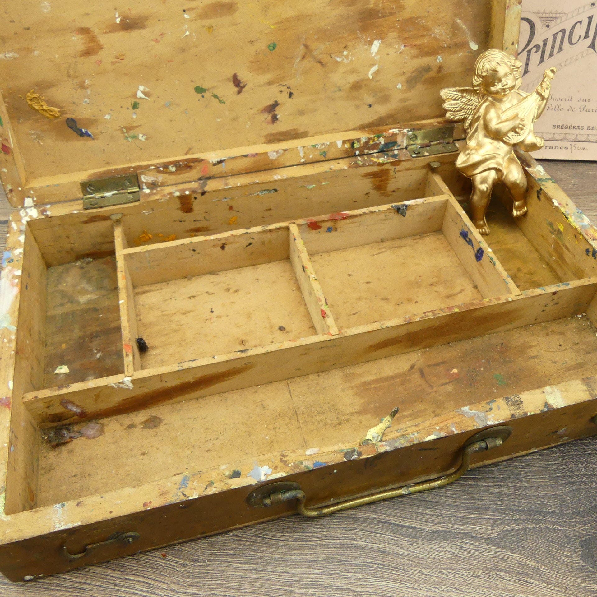 French painter box - Wooden box - Vintage paint box - French Art ...