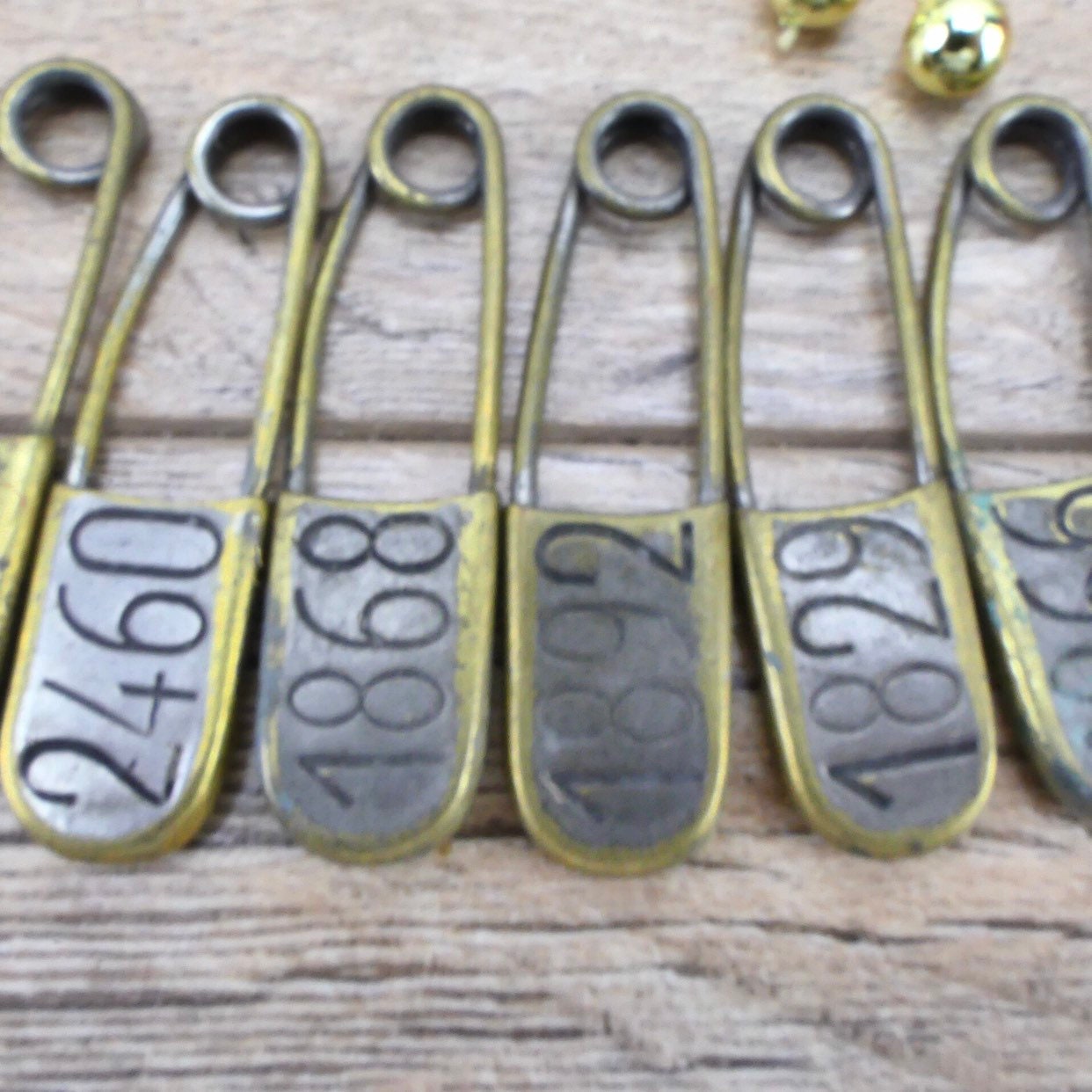 Dry cleaner nanny pins, large numbered vintage nanny pins, old pins