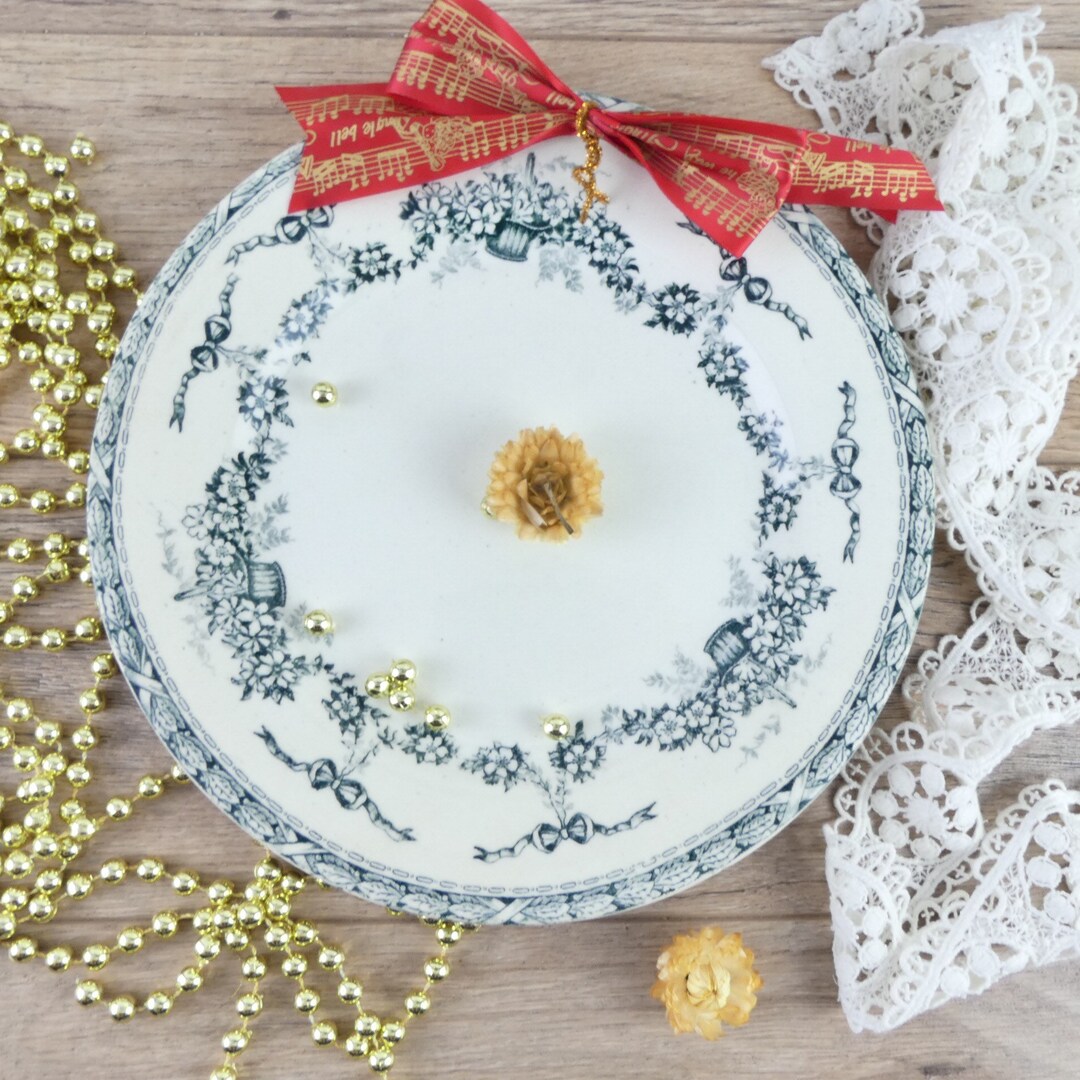 French Flat Plate Salins Ninon, Dinner Plate Shabby Chic Knot Decor ...