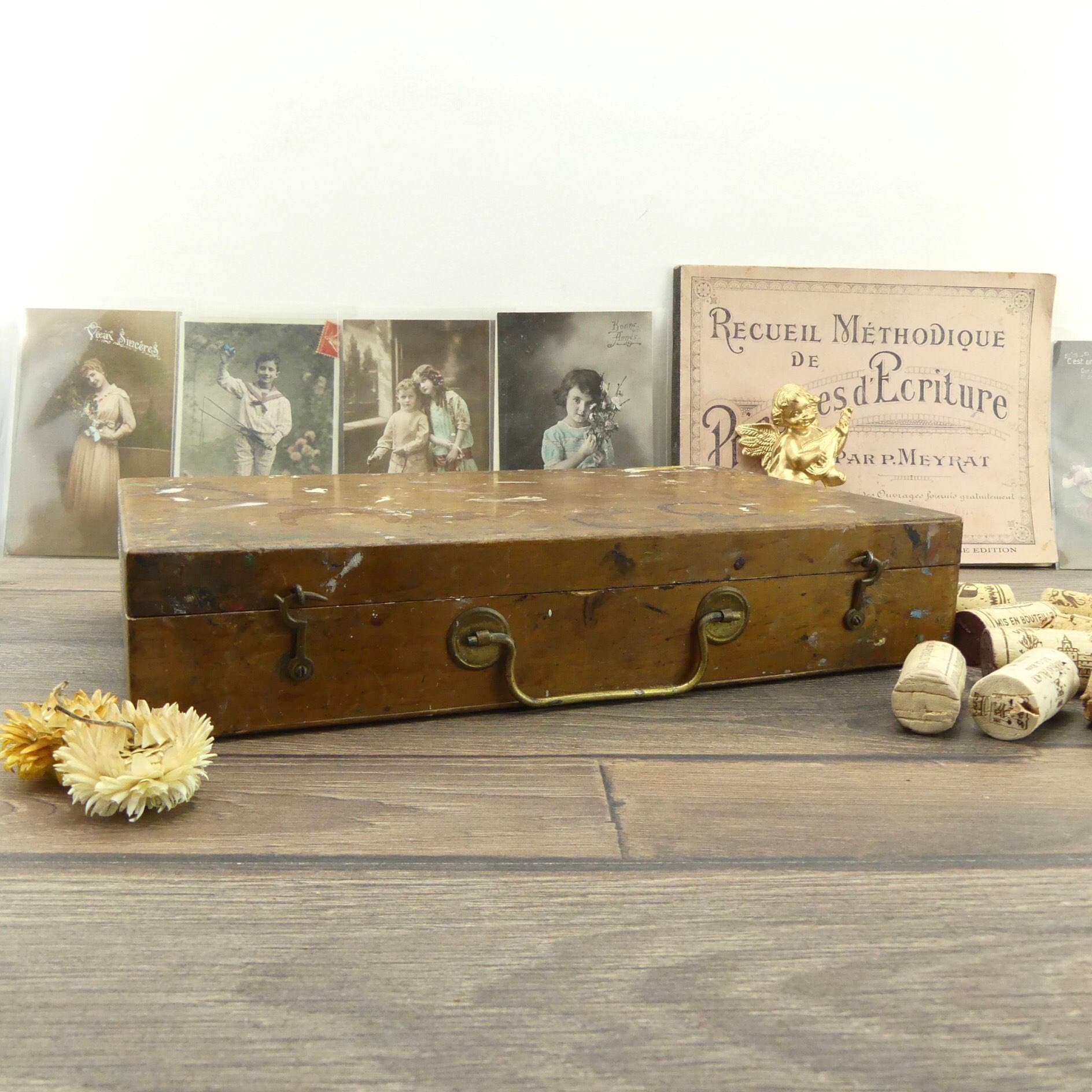 French painter box - Wooden box - Vintage paint box - French Art ...