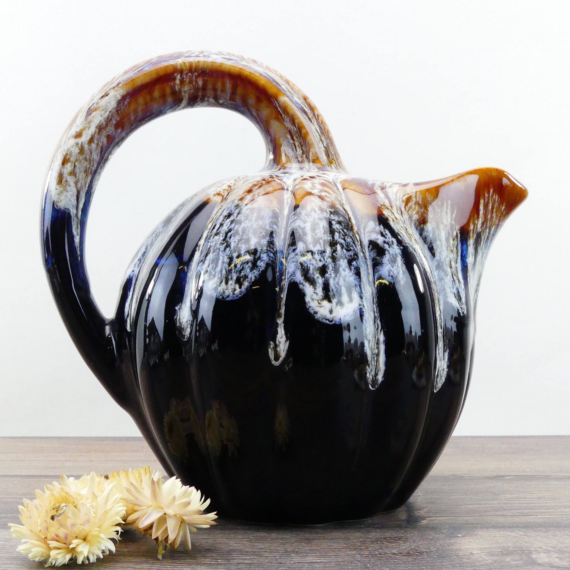 Vintage jug-ceramic pitcher-old jug-melon-French-country house-large ...