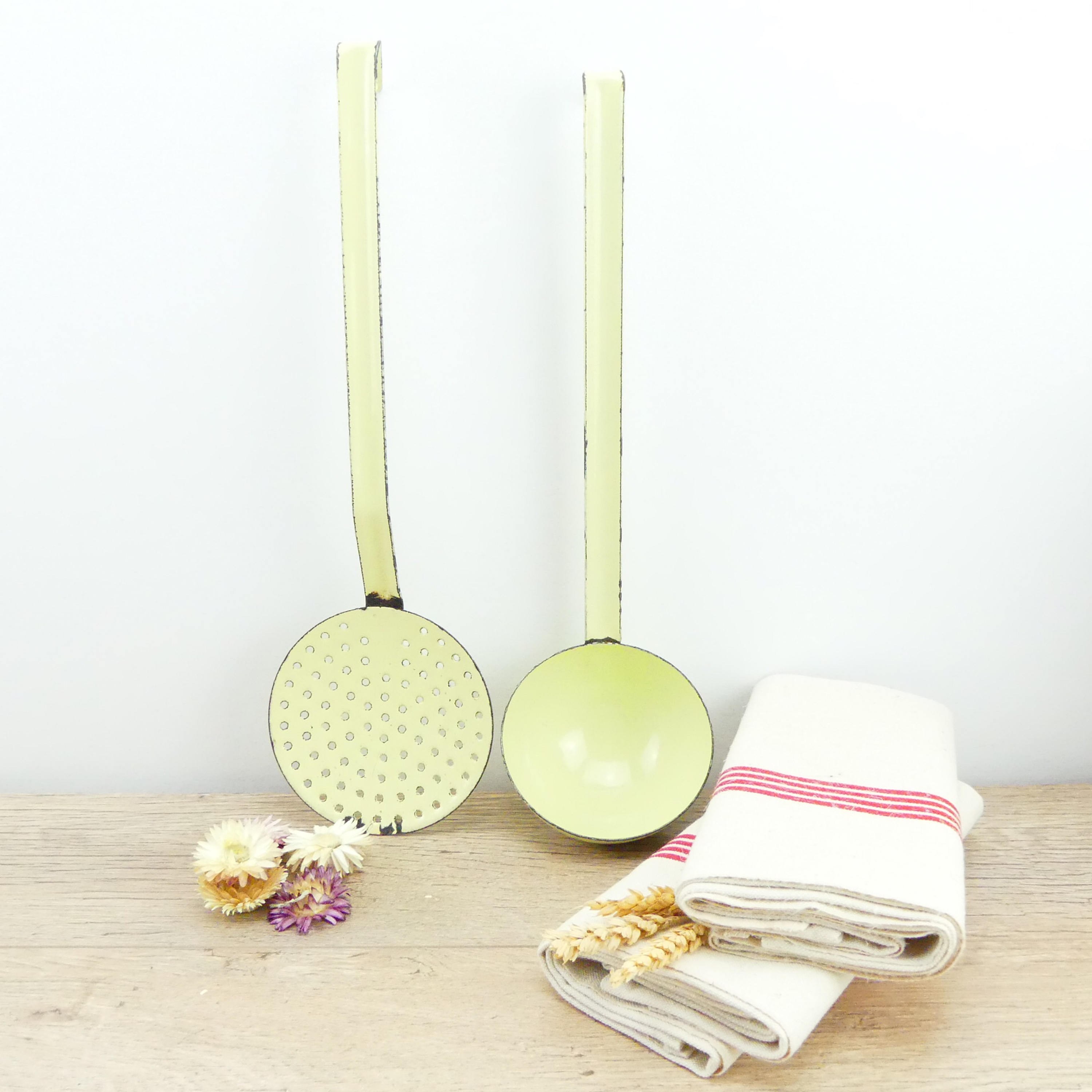 Enameled ladle - colander - cooking utensils - enameled sheet metal ...
