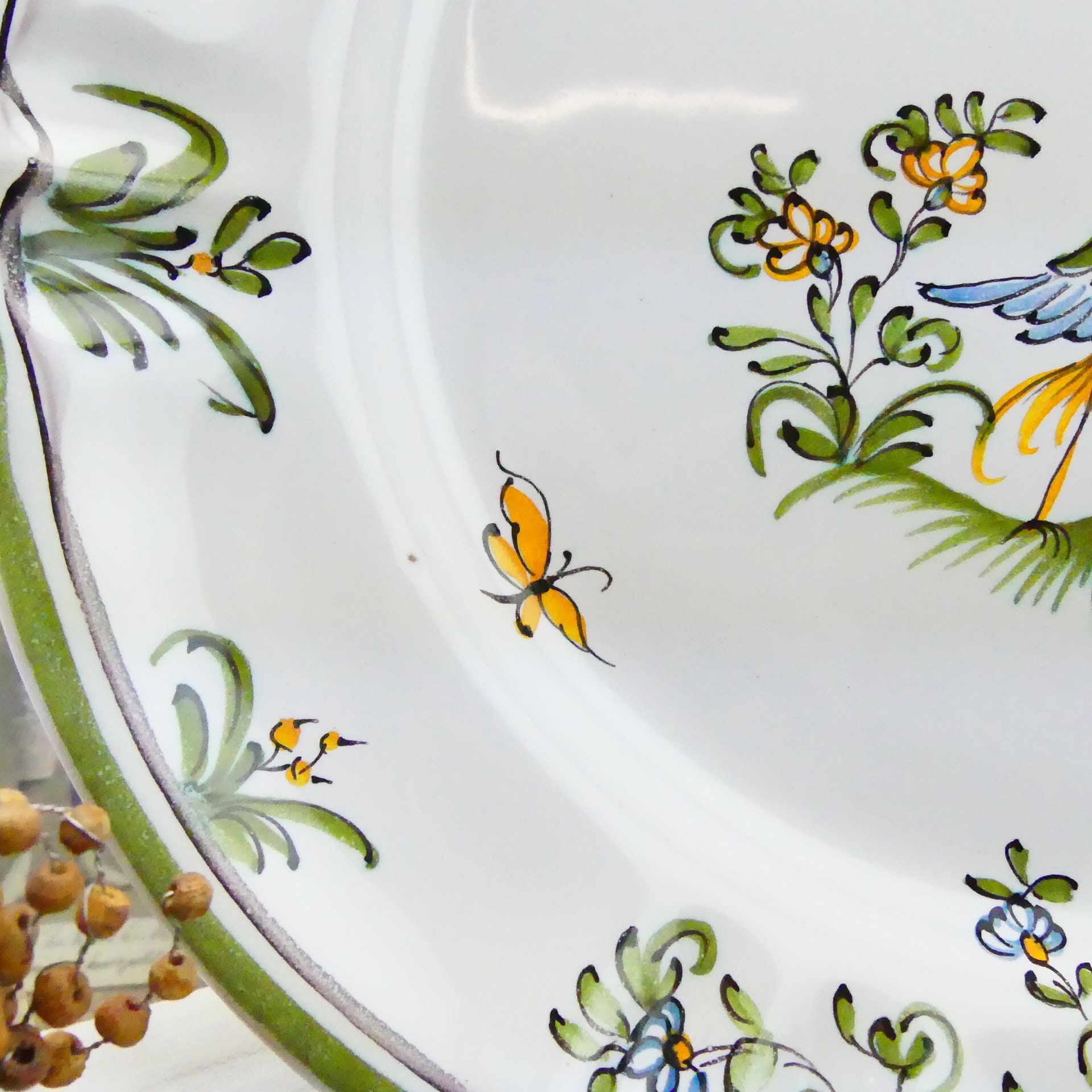 French plate - plate collection - birds - wall plate - lane Moustier ...