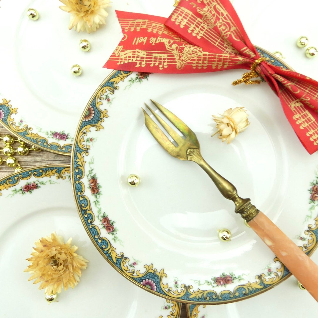 6 Limoges Art Nouveau Dessert Plates, French Plates With Rose ...