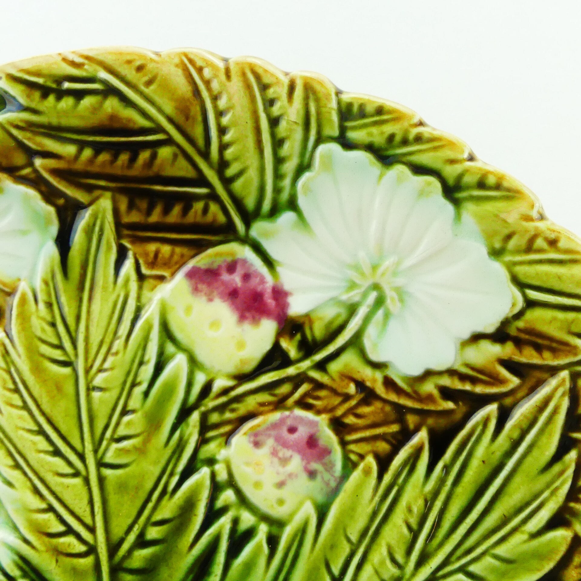 Antique barbotine plate with flowers - French plate 19th century ...