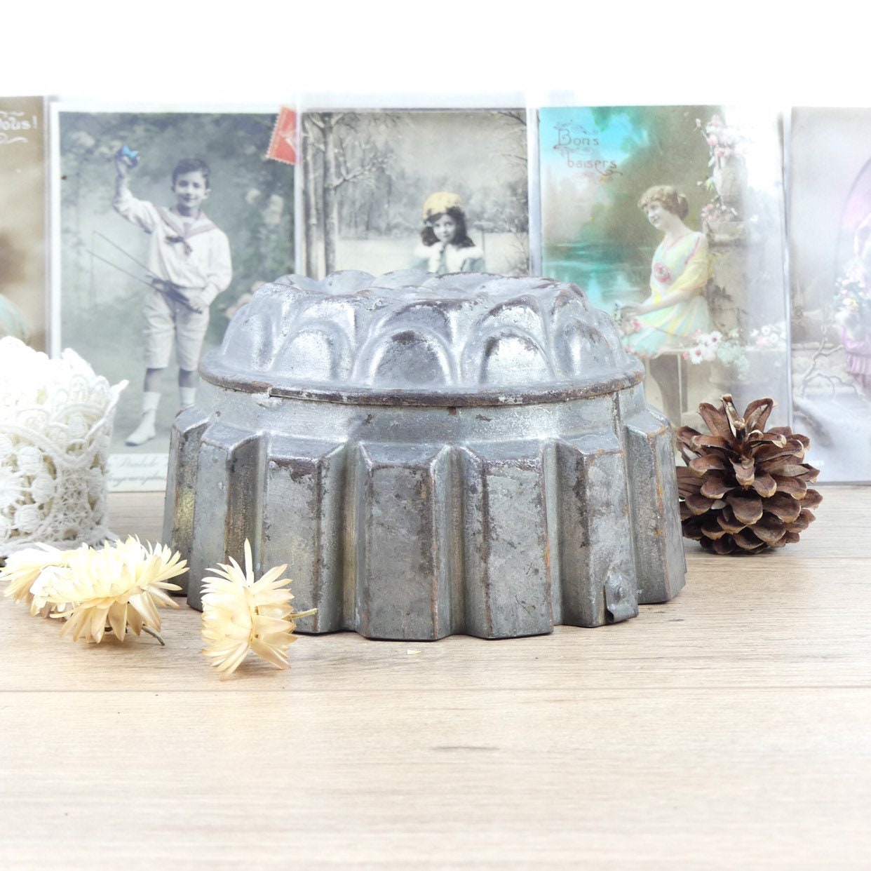 Old ice mold, large sheet metal mould, vintage shabby chic mold