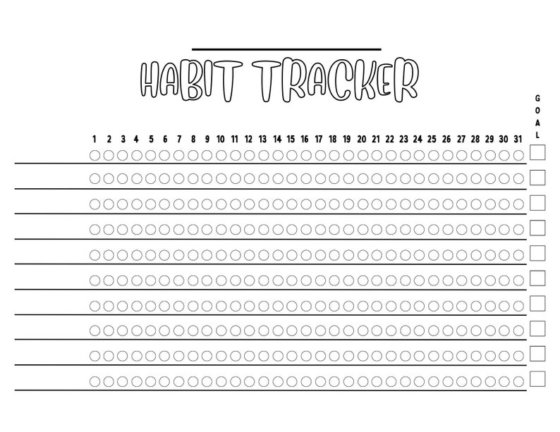 Printable Habit Tracker - Etsy