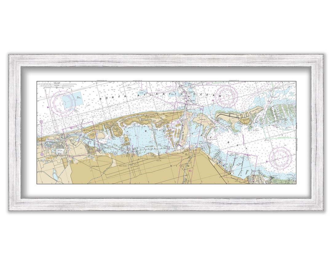 MIAMI BEACH, Florida - 2017 Nautical Chart - Etsy
