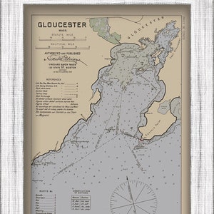 GLOUCESTER HARBOR, Massachusetts - 1909 Nautical Chart by George W ...