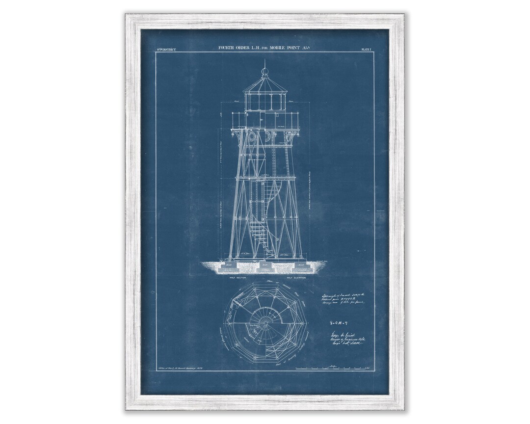 MOBILE POINT LIGHTHOUSE, Alabama - Blueprint Drawing and Plan of the ...