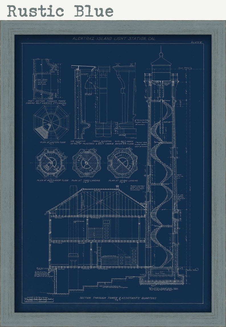 ALCATRAZ ISLAND LIGHTHOUSE, California - Blueprint Drawing and Plan of ...