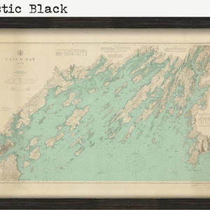 Casco Bay, Maine Nautical Chart 1870 - Colored Version - Etsy