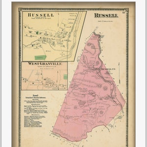 Town of RUSSELL, Massachusetts 1870 Map - Etsy