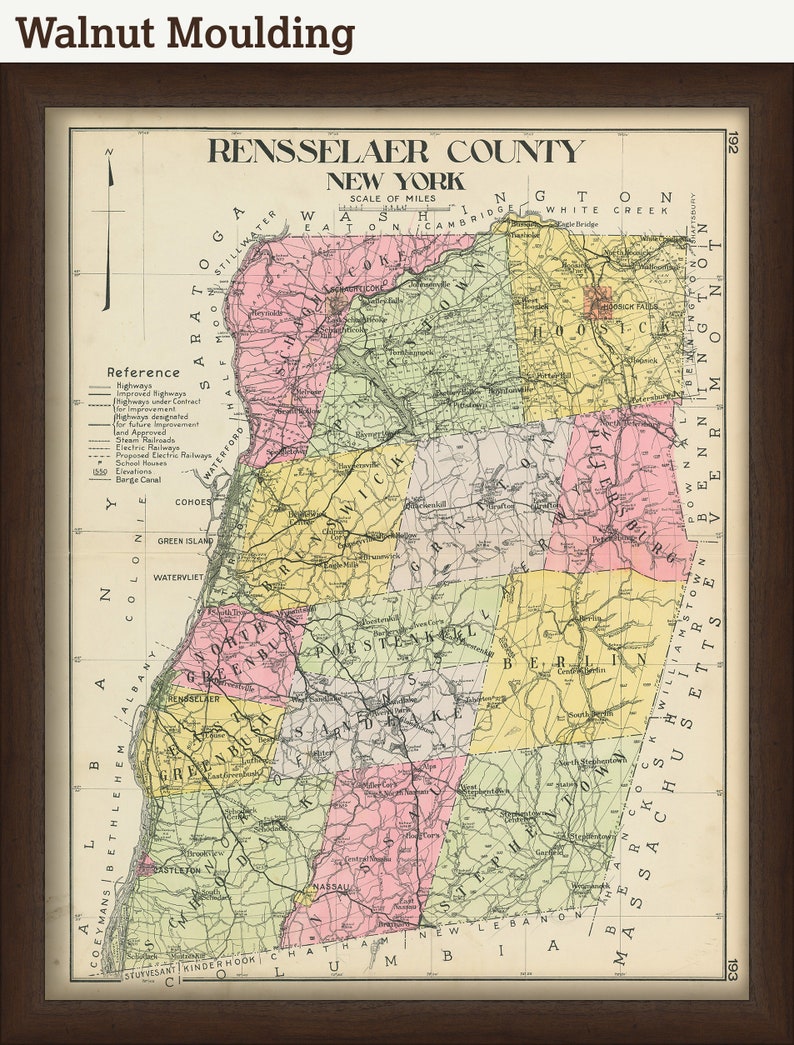 RENSSELAER County New York 1912 Map Replica or GENUINE - Etsy