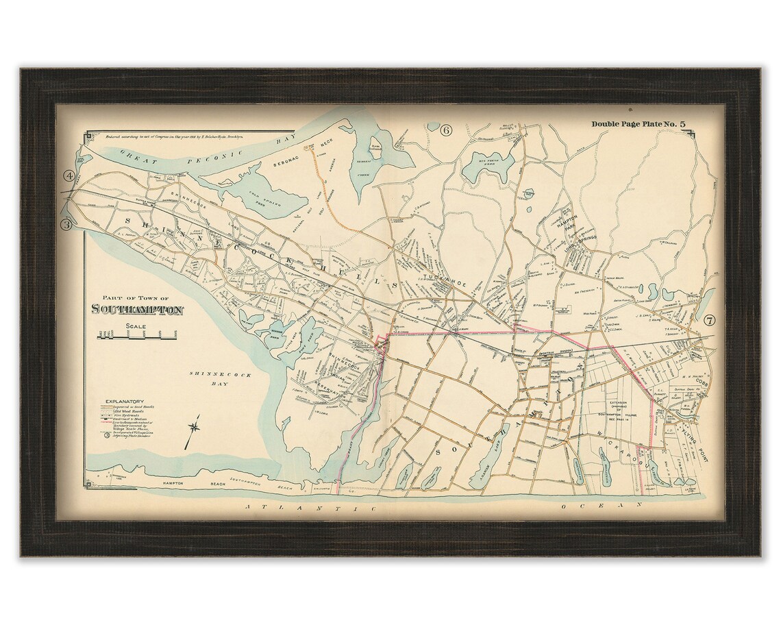Shinnecock Hills South Hampton Long Island New York Map | Etsy
