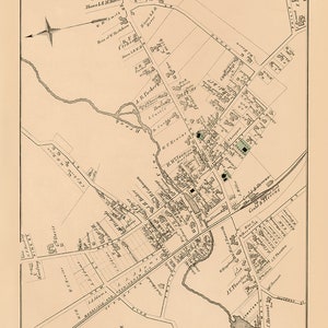 Village of MEDFIELD, Massachusetts 1876 Map - Replica or GENUINE ...
