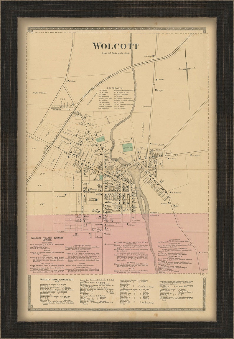 Village of WOLCOTT, New York 1874 Map, Replica and GENUINE ORIGINAL - Etsy