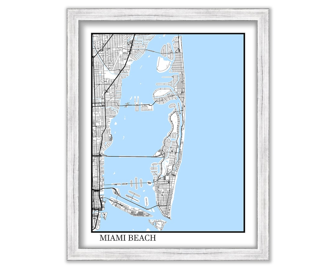 MIAMI BEACH, Florida - Contemporary Map Poster - Etsy