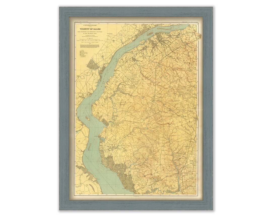 DELAWARE RIVER, New Jersey - 1888 Topographical Map - Etsy