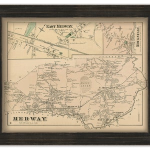 Town of MEDWAY, Massachusetts 1876 Map - Replica or GENUINE ORIGINAL - Etsy