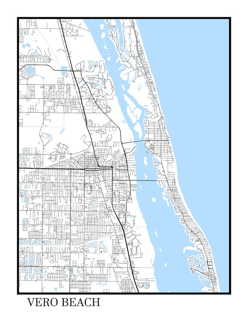 VERO BEACH Florida Contemporary Map Poster - Etsy