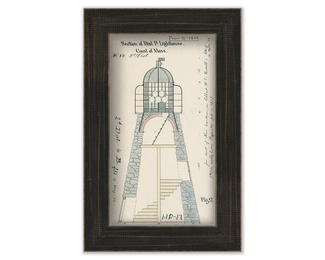 BIRD ISLAND LIGHTHOUSE, Marion, Massachusetts Dibujo y Plano del Faro ...
