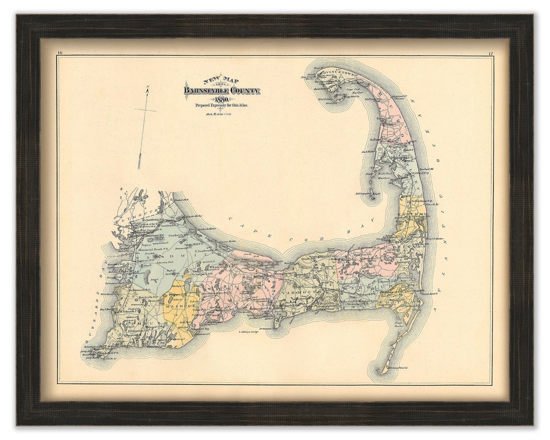 CAPE Cod/barnstable County, Massachusetts 1880 Map - Etsy
