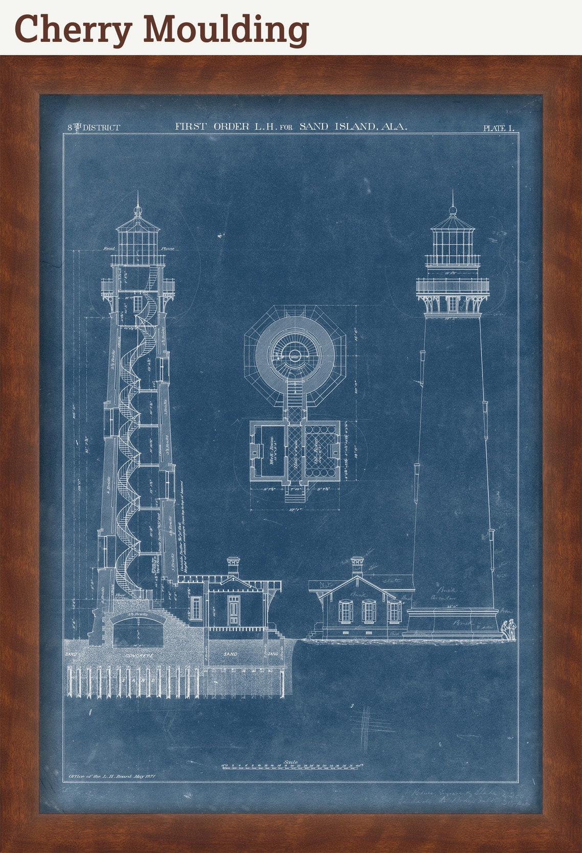 SAND ISLAND LIGHTHOUSE, Alabama - Blueprint Drawing and Plan of the ...